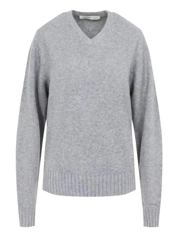 Carven Mélange-effect V-neck Sweater - Grey