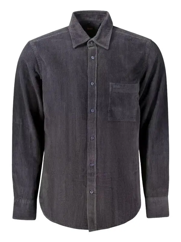 BOSS Corduroy Chest-pocket Shirt - Blue