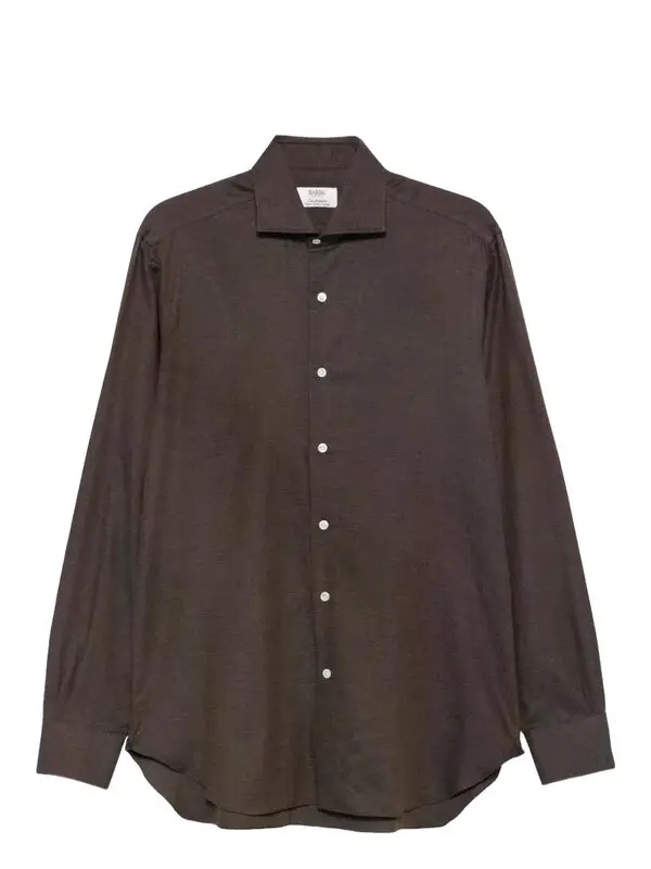 BARBA NAPOLI Long-sleeve Cotton Shirt - Brown