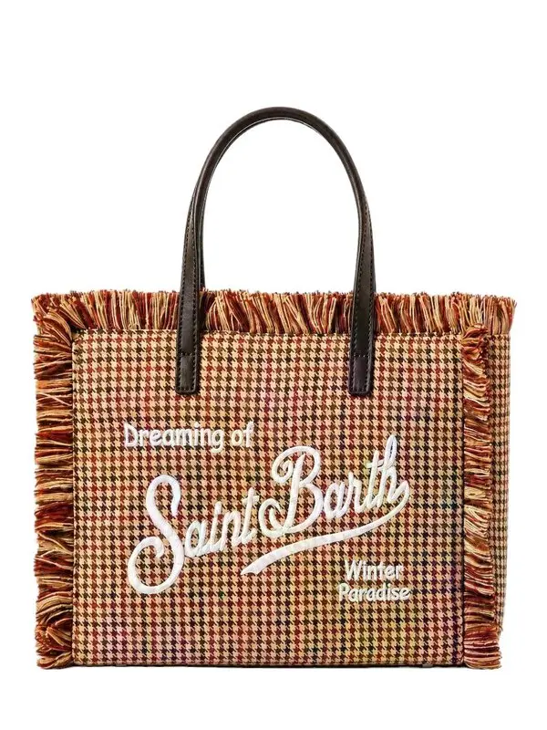 MC2 SAINT BARTH Beige Colette Wool Bag With Houndstooth-pattern - Neutrals