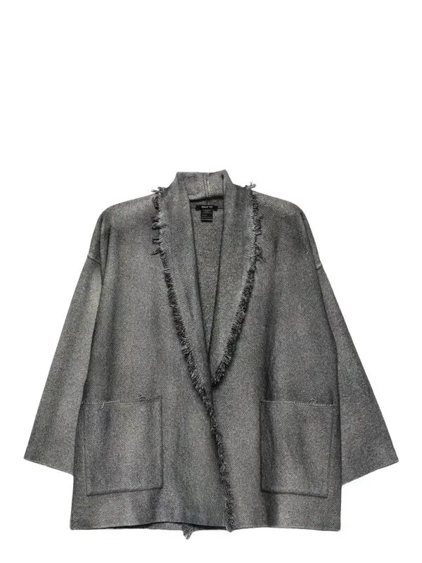 Avant Toi Herringbone Frayed-edge Jacket - Black
