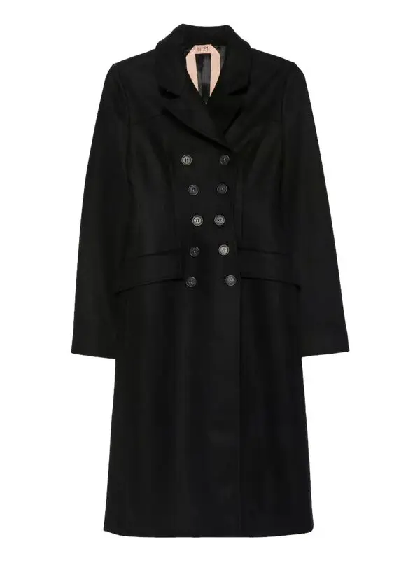 N°21 Bead-embellished Double-breasted Coat - Black