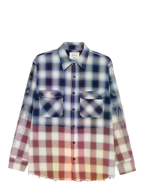 ERCOLE STUDIO Stud-embellished Checked Shirt - Blue
