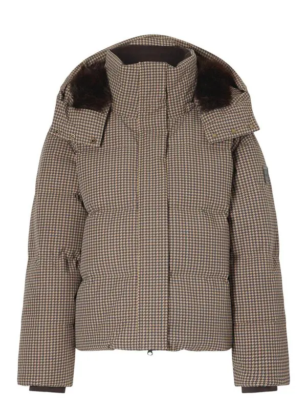 WE NORWEGIANS Glenshee Houndstooth Plush-trimmed Padded Shell Ski Jacket - Brown
