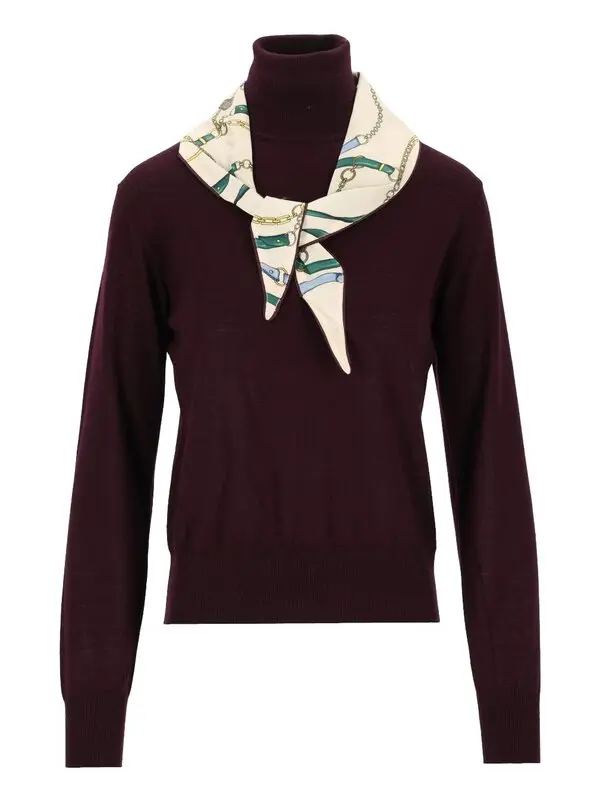 FORTE_FORTE Turtleneck Sweater With Foulard - Multicolor