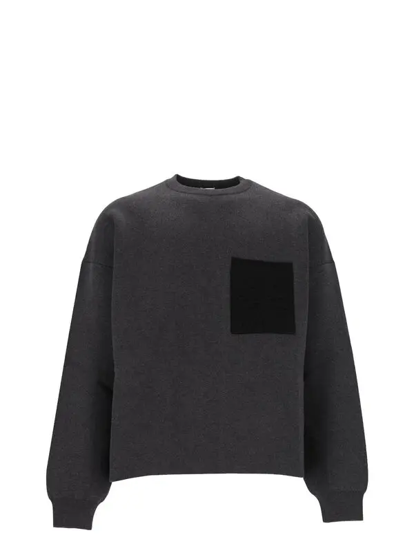 Loewe Cotton-blend Anagram Sweater With Pocket - Gray