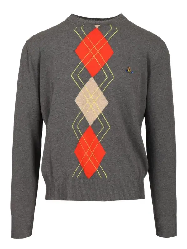 VIVIENNE WESTWOOD Logo Embroidered Crewneck Jumper - Grey
