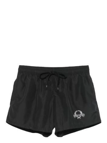 Moschino Laurel Crown Logo Beach Boxer Shorts - Black