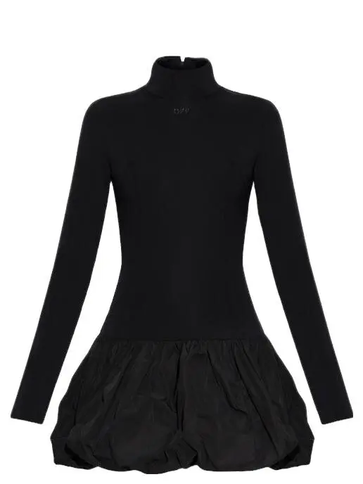 Off-White Turtleneck Dress - Black