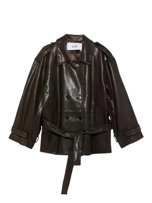 ELEH Double-breasted Belted Jacket - Brown