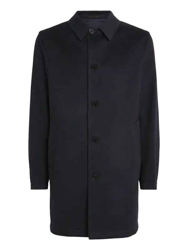 MAURIZIO BALDASSARI Virgin Wool Reversible Overcoat - Navy