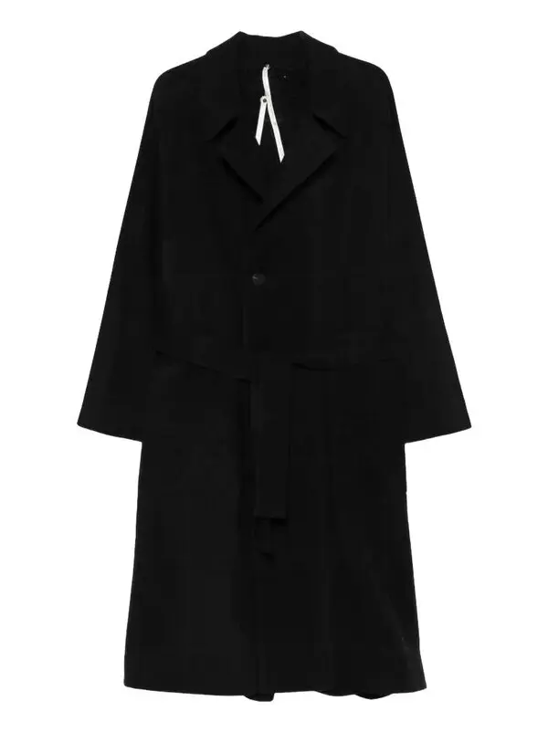 LABEL UNDER CONSTRUCTION Check-pattern Belted Single-breasted Coat - Black