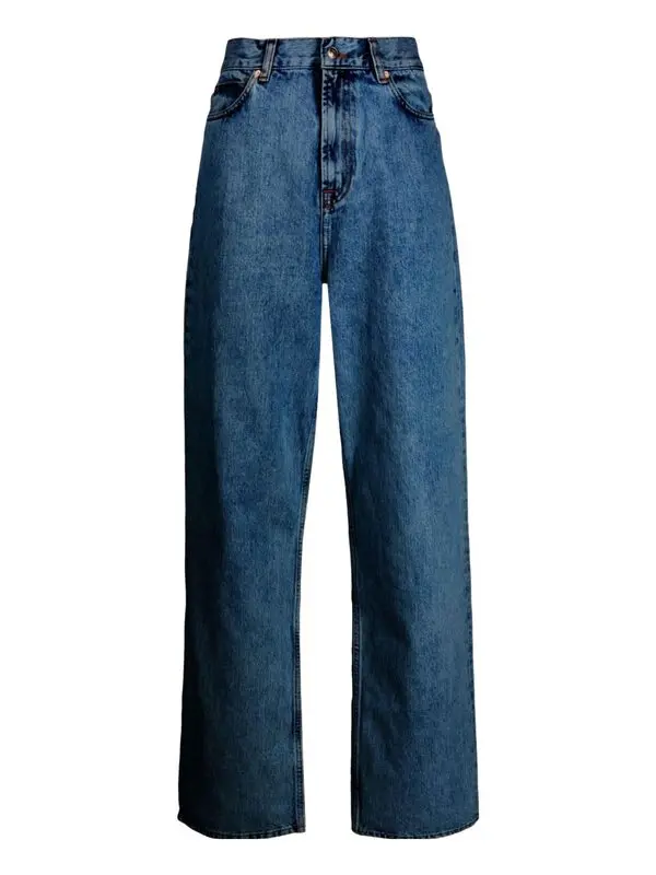 Wardrobe.NYC Contrast-stitch Logo-patch Jeans - Blue