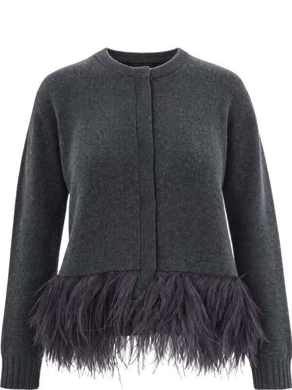 Fabiana Filippi Feather-trimmed Cardigan - No