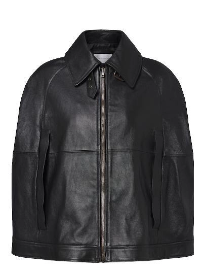 7 For All Mankind Leather Cape - Black