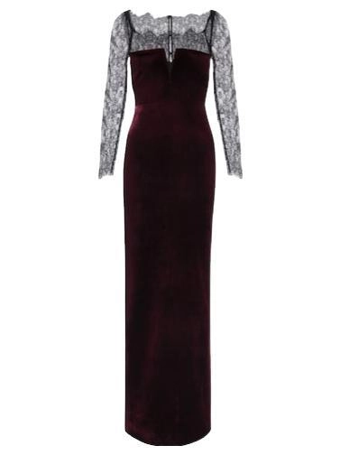 Roland Mouret Lace-trimmed Velvet Gown - No