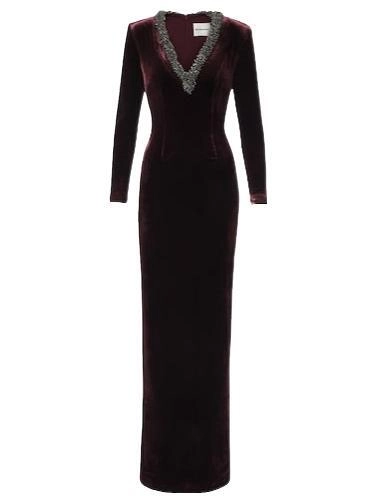 Roland Mouret Embellished Velvet Gown - Black