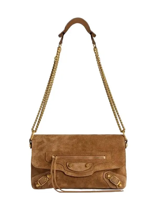 Balenciaga Le City Clutch With Chain - Camel