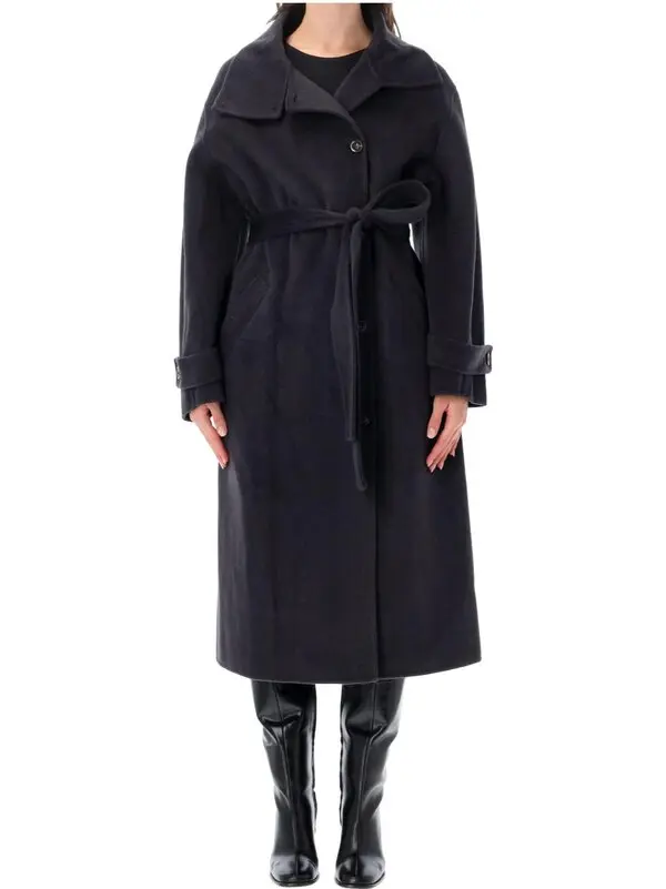 Soeur James Belted Long Coat - Grey