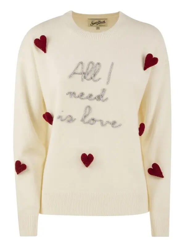 MC2 SAINT BARTH Tessa Heart-appliqué Knitted Sweater - No