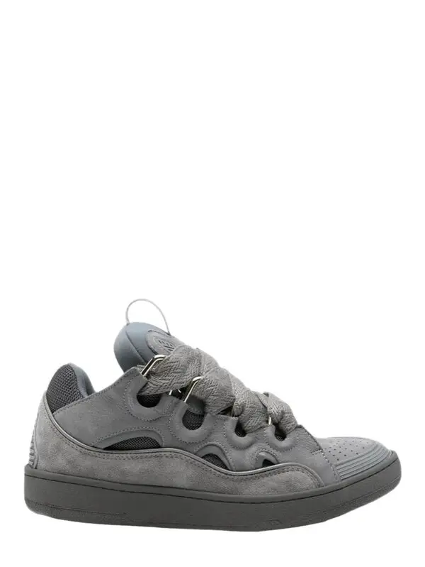 LANVIN Wavy-edge Lace Low-top Sneakers - Grey