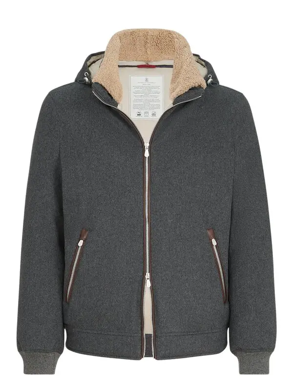 Brunello Cucinelli Wool Hooded Down Jacket - Grey