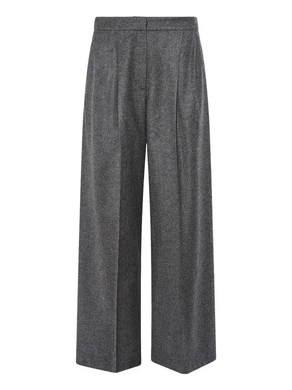 YVES SALOMON Wide-leg Pleated Trousers - Black
