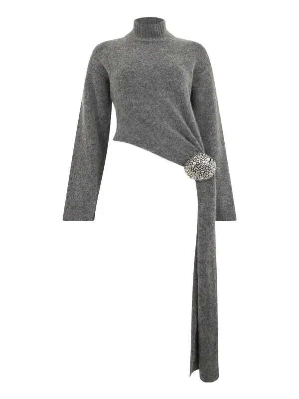 Giuseppe Di Morabito Asymmetric Jewel Sweater - Grey