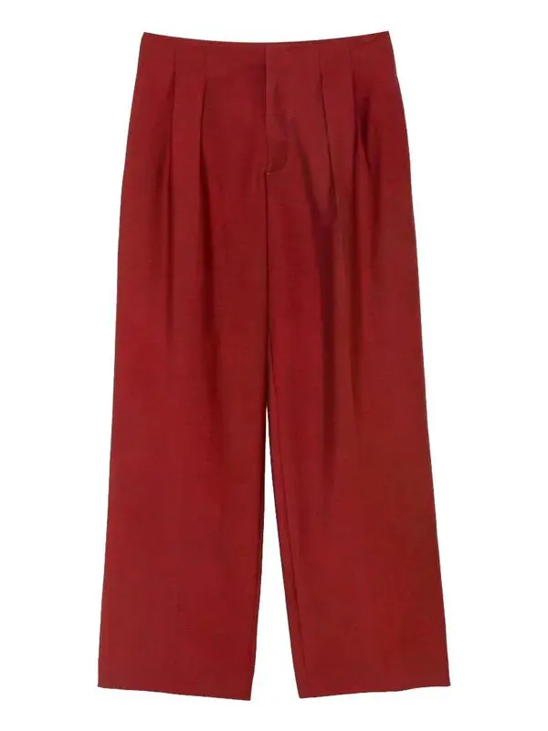 Lacoste Pleated-detail Straight-leg Trousers - Red