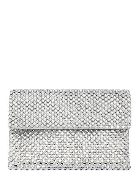 OLGA BERG Scarlett Crystal Clutch In Metallic - Silver