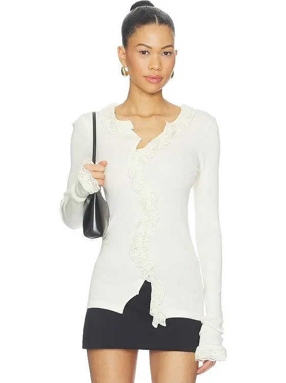 OPERASPORT Cecilia Seamless Cardigan In White - Pristine