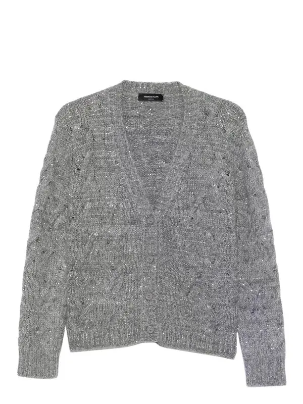 Fabiana Filippi Sequin-embellished Cable-knit Cardigan - Grey