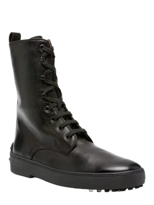 TOD'S Lace-up Leather Ankle Boots - Brown