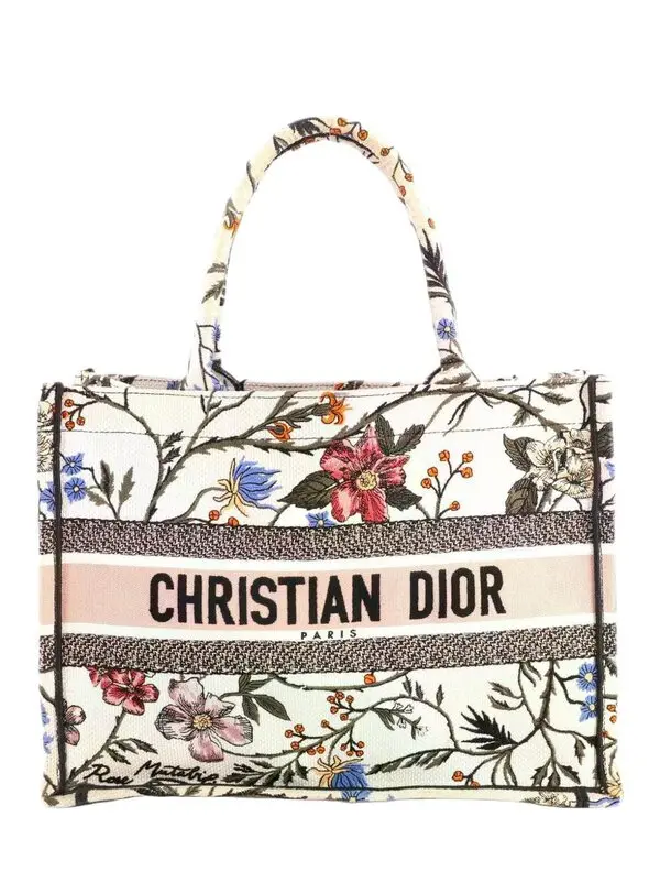 Dior Book Embroidered Canvas Medium Tote Bag - Multicolour