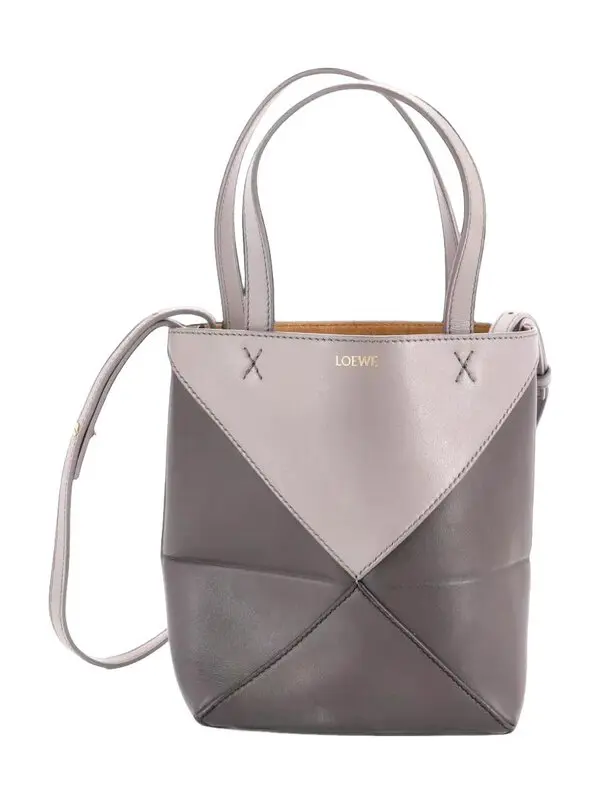 Loewe Puzzle Fold Leather Mini Tote Bag - Grey