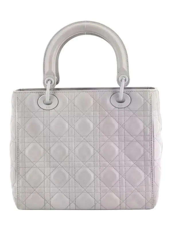 Dior Ultra Matte Lady Bag Cannage Quilt Calfskin Medium Satchel - Grey