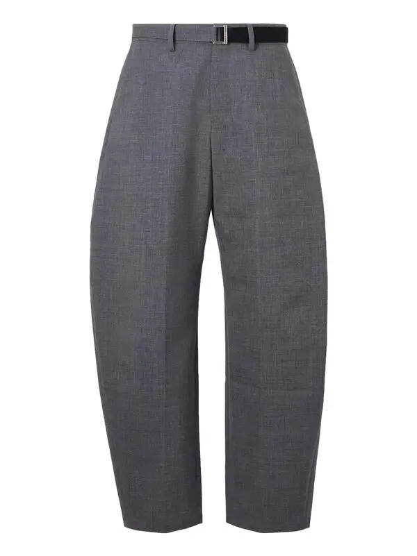 Sacai Barrel-leg Belted Woven Trousers - Gray