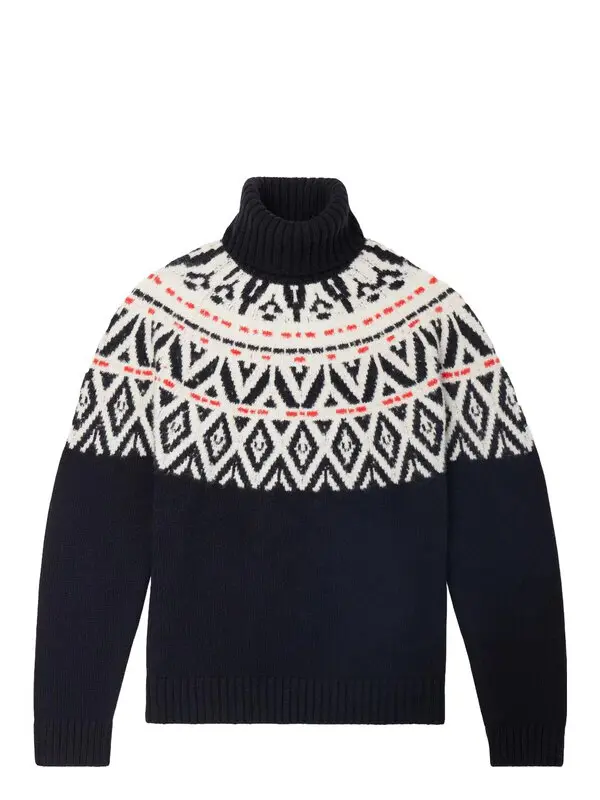 Bogner Roxter Fair Isle Jacquard-knit Cashmere Rollneck Ski Mid-layer - Blue