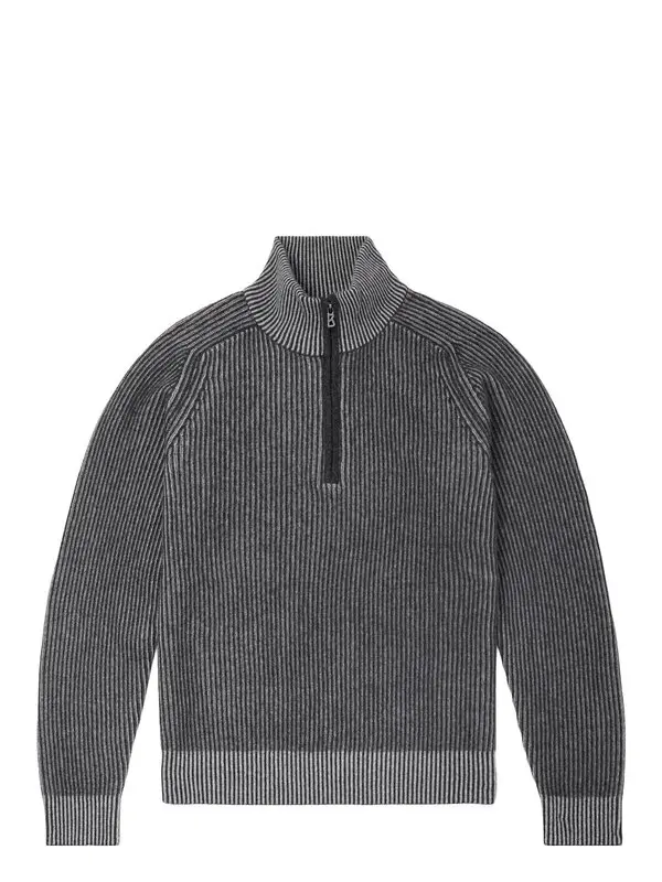 Bogner Dwayne Ribbed Wool And Cashmere-blend Half-zip Ski Mid-layer - Gray