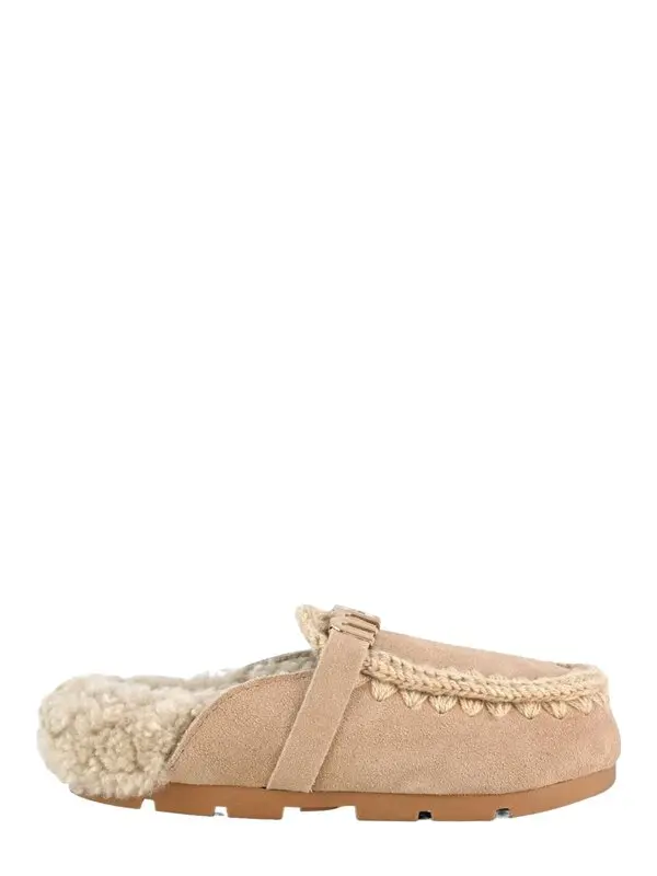 Mou Round Head Muller Shoes - Camel