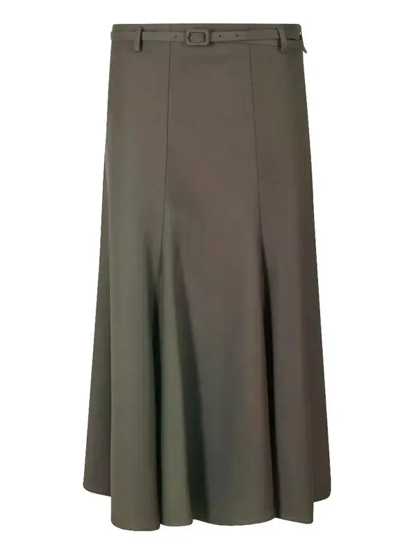ALYSI Belted Flared Midi Skirt - Grey