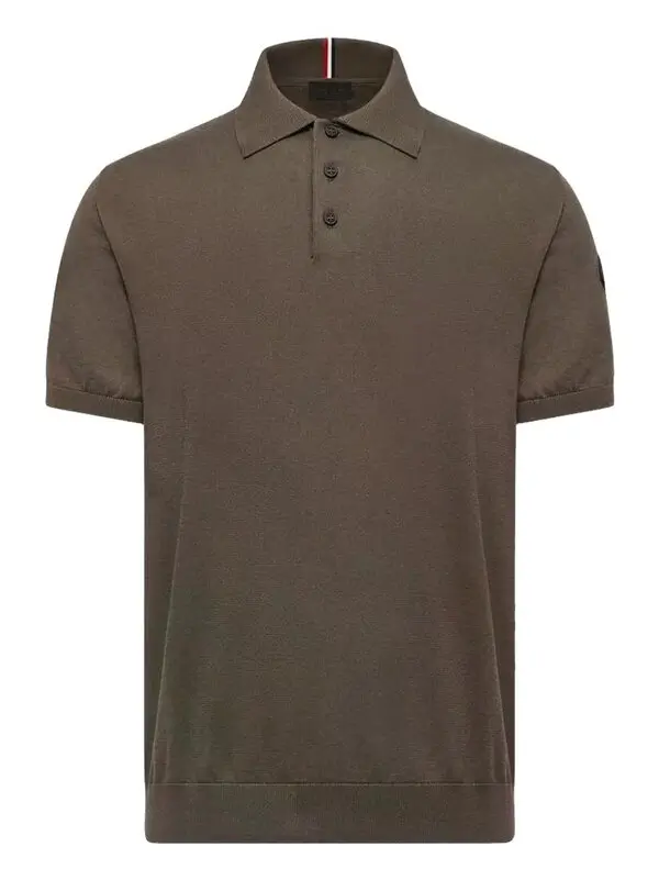 Moncler Logo Cotton Knit Polo - Brown