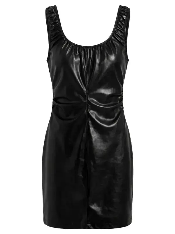Yigal Azrouël Ines Ruched Leather Mini Dress - Black