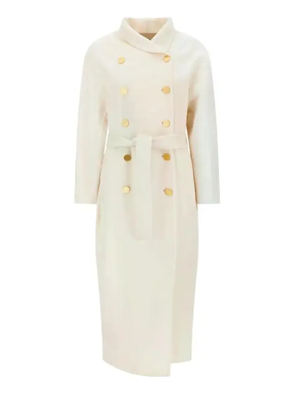 Alberta Ferretti Belted Double-breasted Coat - Neutrals