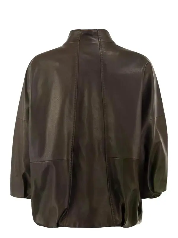 Max Mara Lambskin Nappa Leather Blouson Mud - Brown