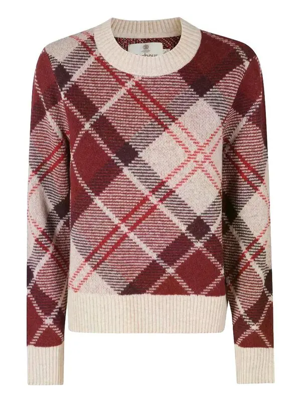 Barbour Stevie Tartan Wool Jumper - Red