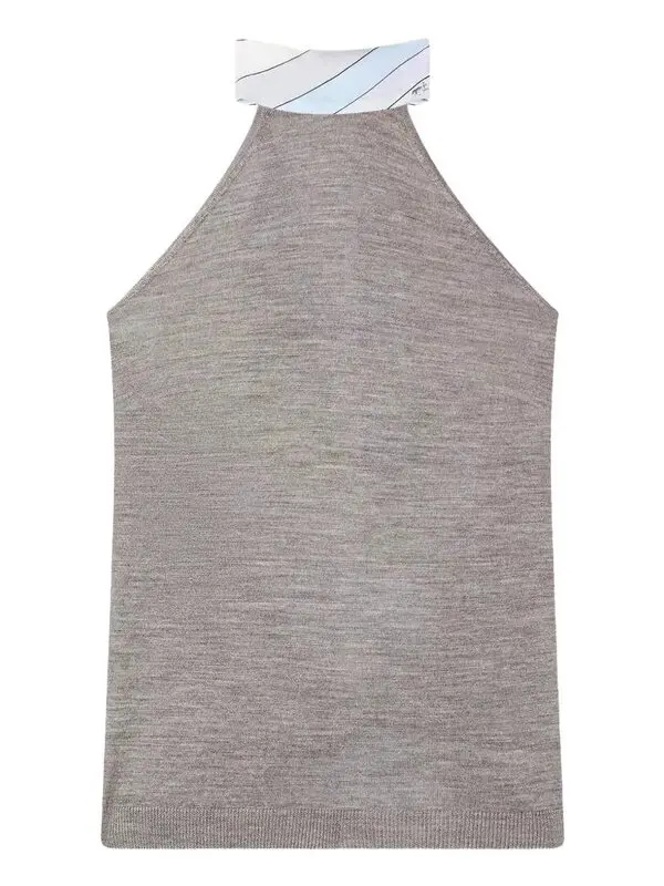 Emilio Pucci Wool Top With Scarf Detail - Grey