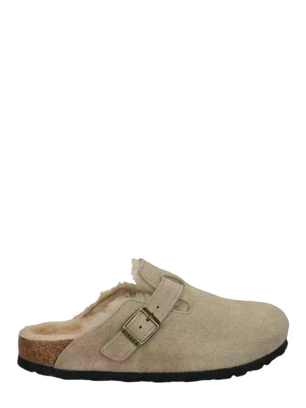 BIRKENSTOCK Boston Suede-leather Shearling Mules - Neutrals