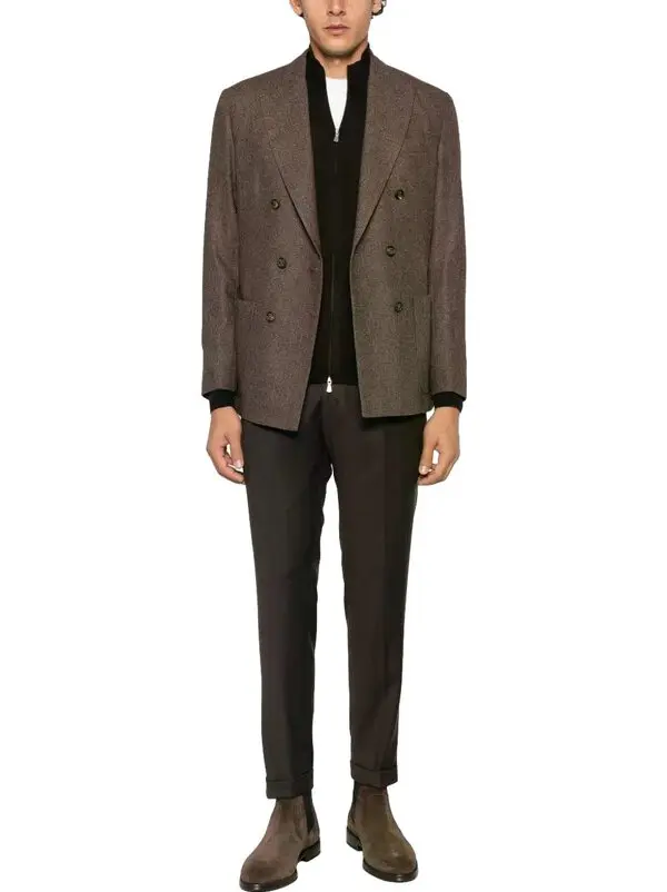 Tagliatore Zip-up High-neck Sweater - Brown