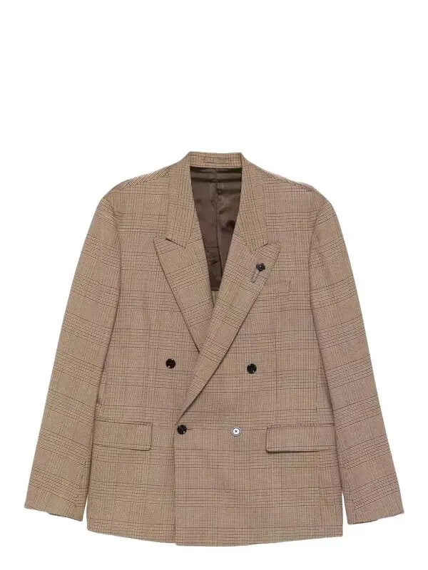 LARDINI Prince Of Wales Check Double-breasted Black - Neutrals